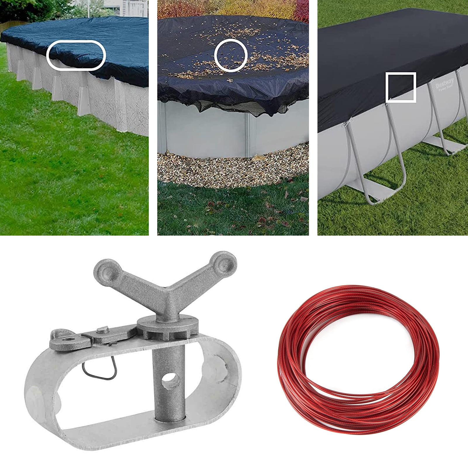 ASKMZ Ground Pool Winch 1 Set Pool Cover Winch High-Strength Universal ...