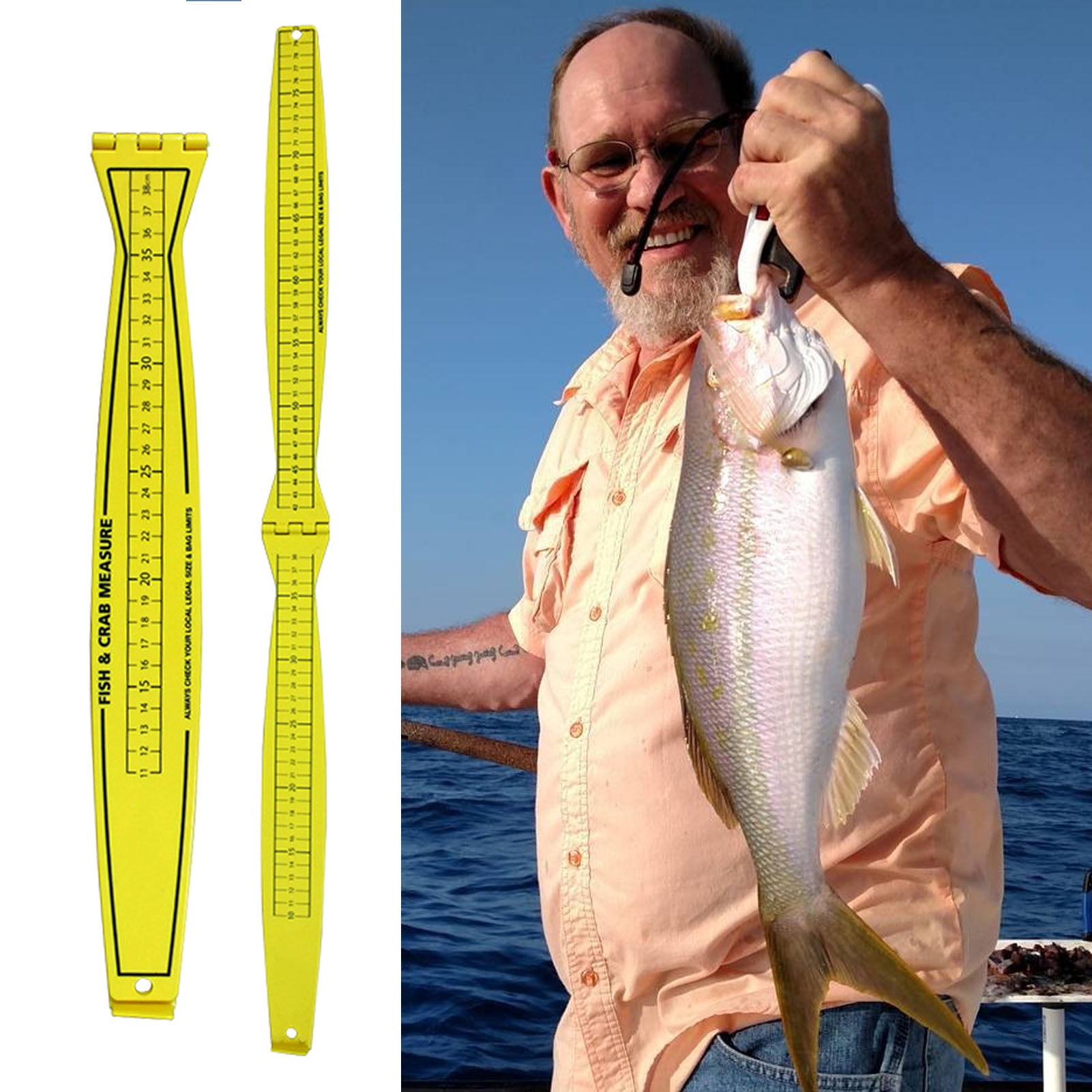 ASKMZ Lightweight Fish Ruler Fish Measuring Board Portable Folding ...