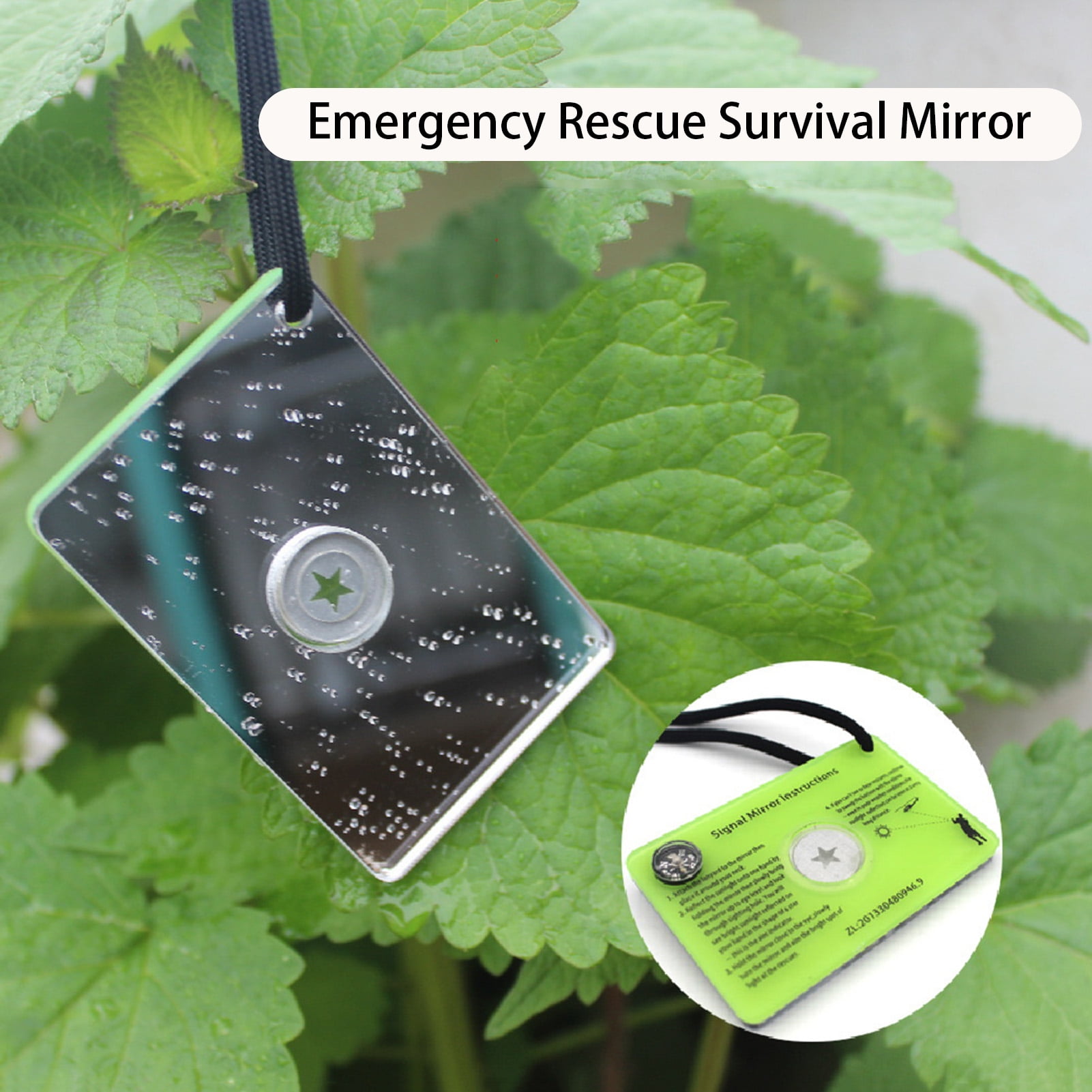 ASKMZ Multifunctional Signal Mirror with Compass Whistle Lanyard Good ...