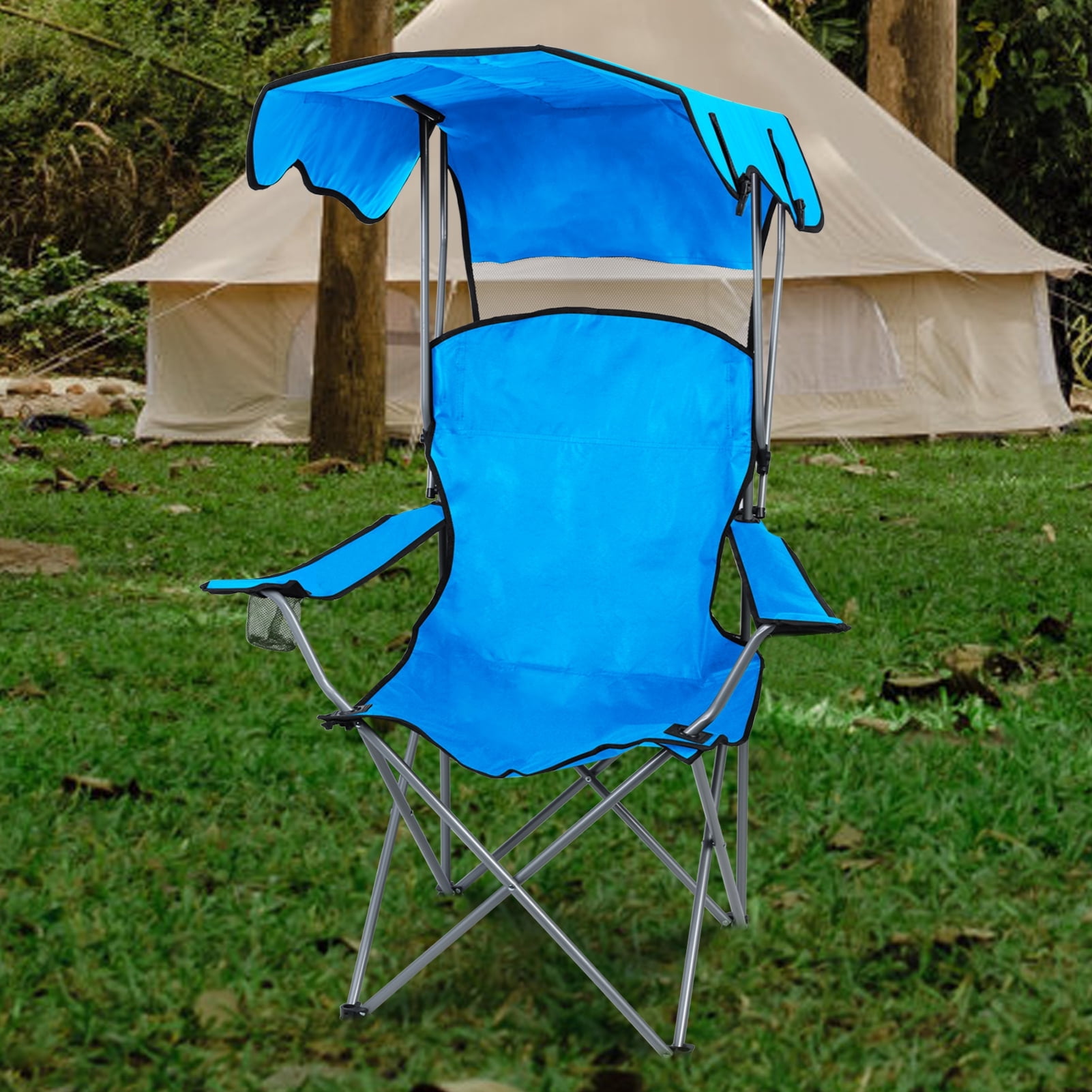ASKMZ Outdoor Seating Blue Beach Chair Portable Folding Chair with Sun ...