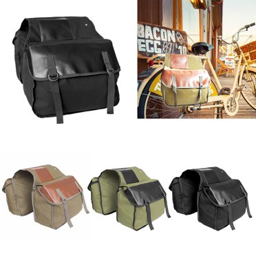 26L Canvas + Leather Motorcycle Side Saddle Bag Pannier Luggage Storage ...