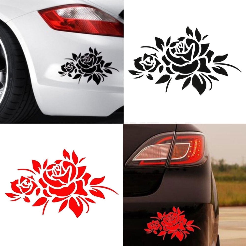 ASKMZ Rose Flower Car-Styling Vehicle Body Window Reflective Decals ...