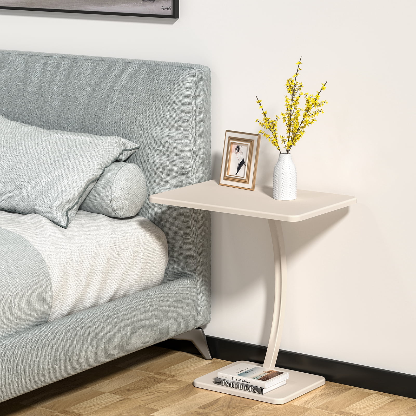ASKMZ Short Table 2 Layers Side Table Square Desktop Tea Table Small ...