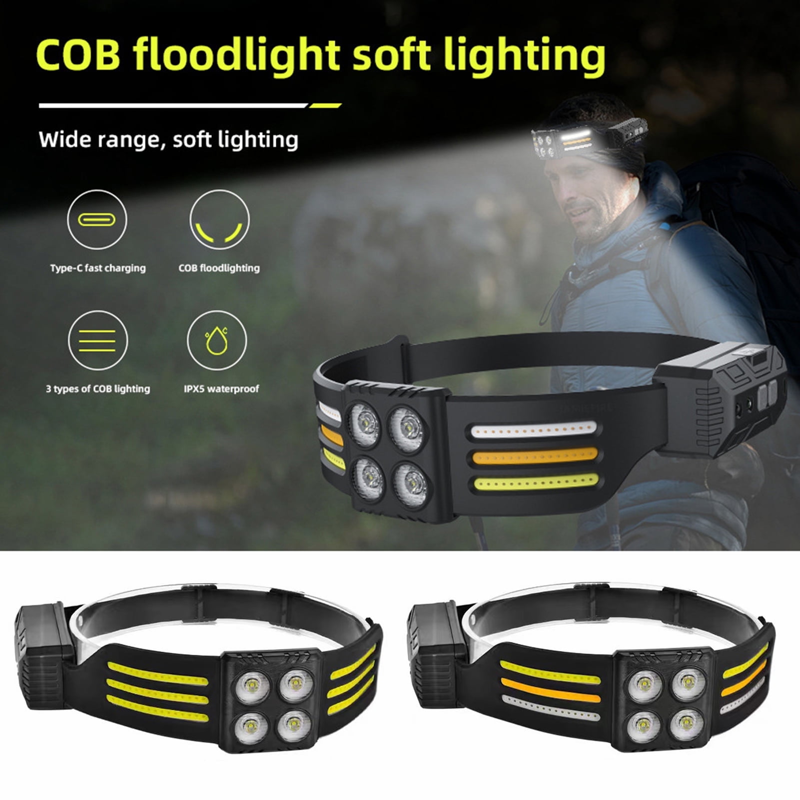 ASKMZ Soft And Clear Headlight Outdoor LED Rechargeable Adjustable ...