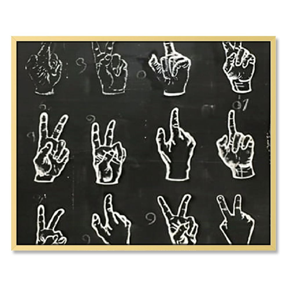 ASL Alphabet American Sign Language White on Style Unframed Print ...