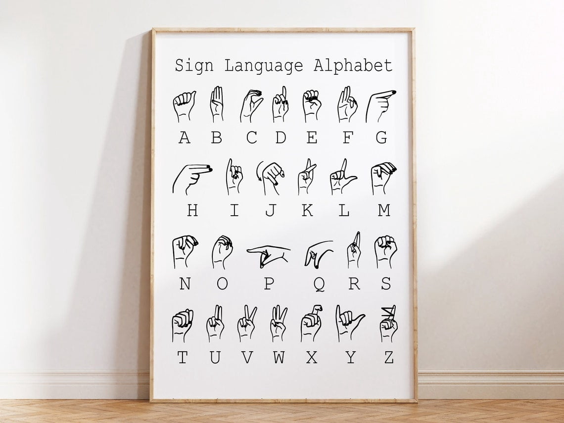 ASL Alphabet Rainbow Educational Wall Art, Unframed Canvas Size 24x36 ...