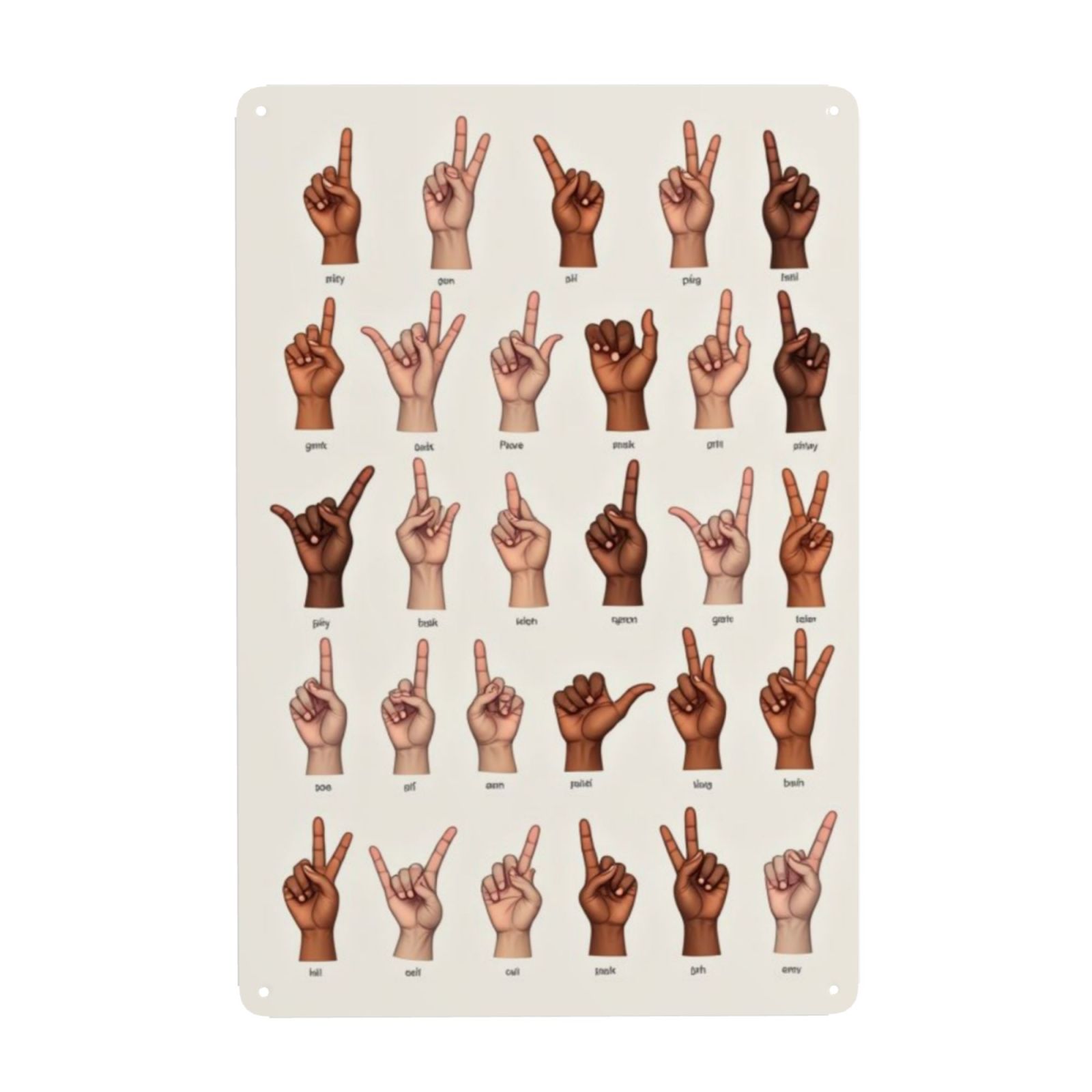 ASL American Language Alphabet Educational ABC Playroom Vintage Tin ...