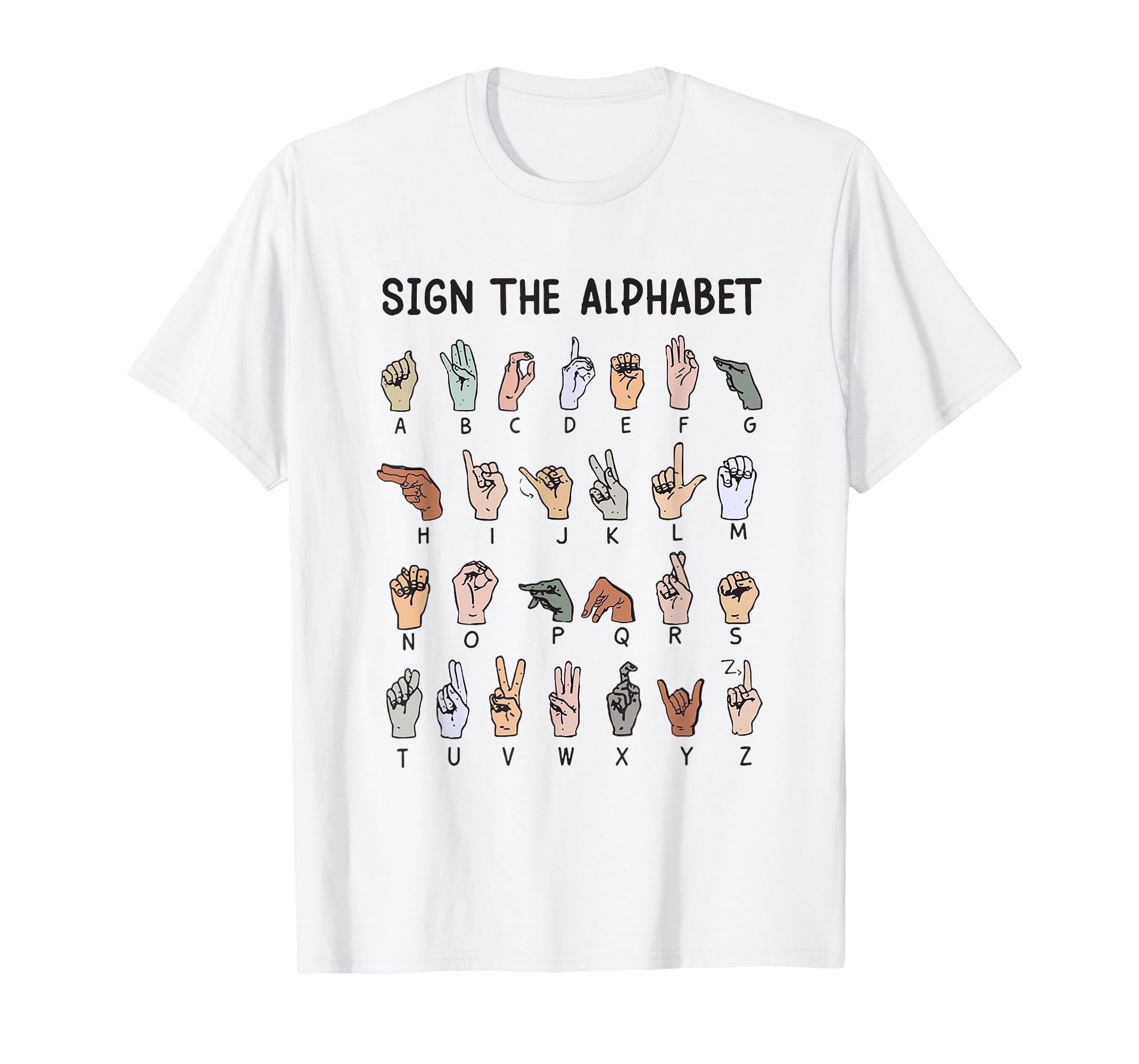 ASL American Sign Language, Alphabet Inclusive Sign ABCs T-Shirt ...