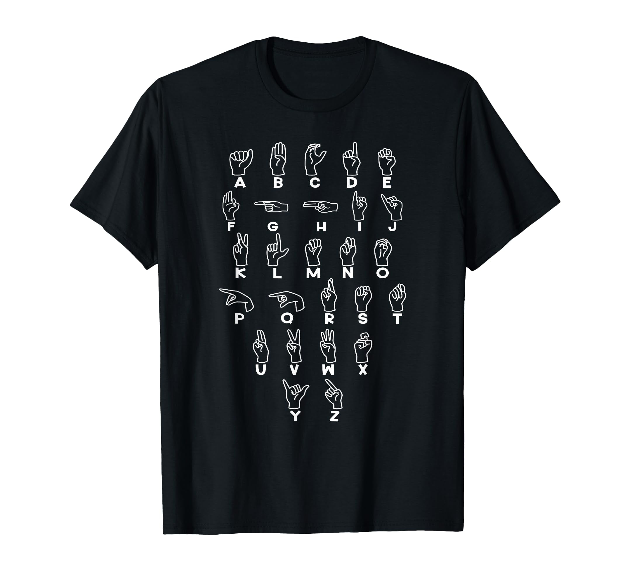 ASL American Sign Language Deaf Awareness ABCD Alphabet T-Shirt ...