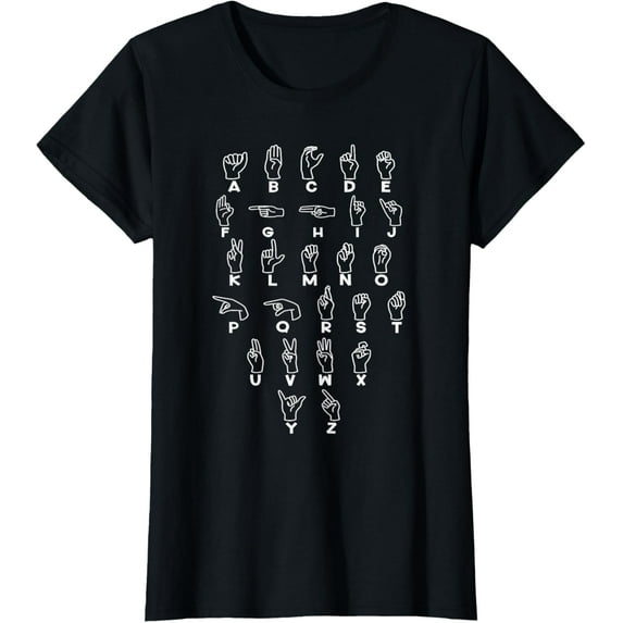 ASL American Sign Language Deaf Awareness ABCD Alphabet T-Shirt ...