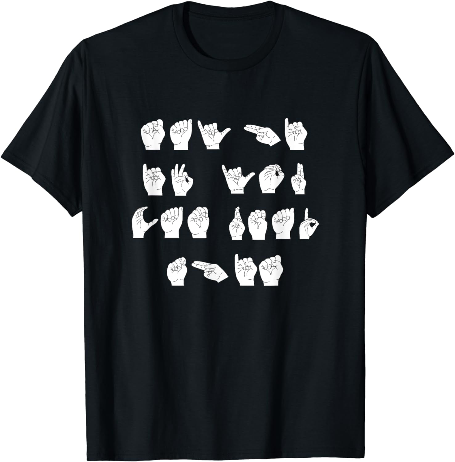 ASL American Sign Language Finger Spell Hand Women Men Adult T-Shirt ...
