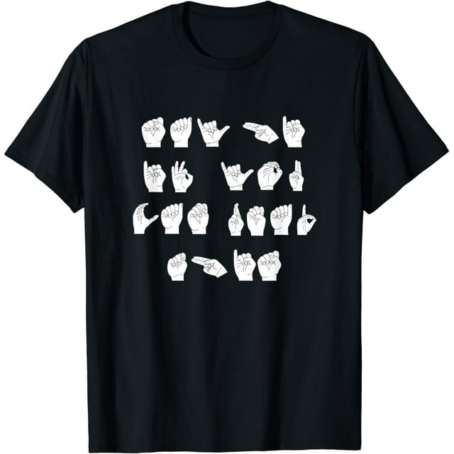 ASL American Sign Language Finger Spell Hand Women Men Adult T-Shirt ...