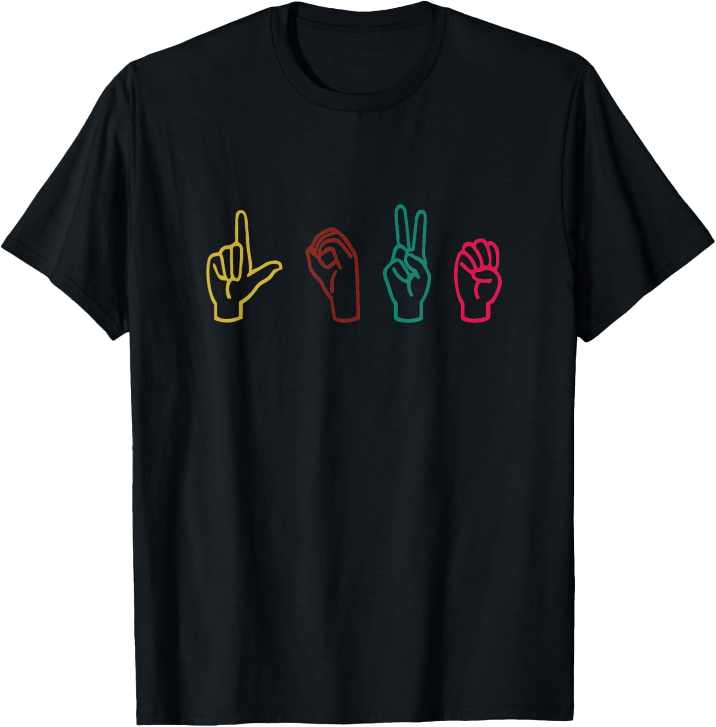 ASL Hand Sign Language Heart Valentine's Day Deaf Mute T-Shirt100 ...