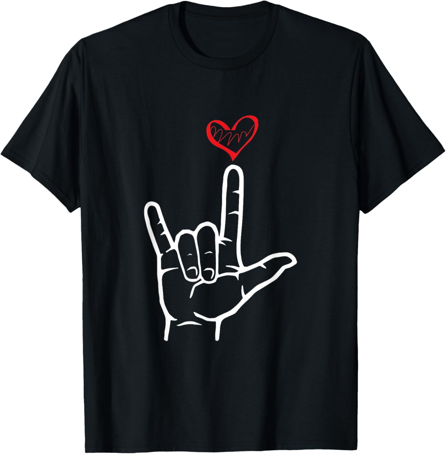 ASL Hand Sign Language Heart Valentine's Day Deaf Mute T-Shirt ...