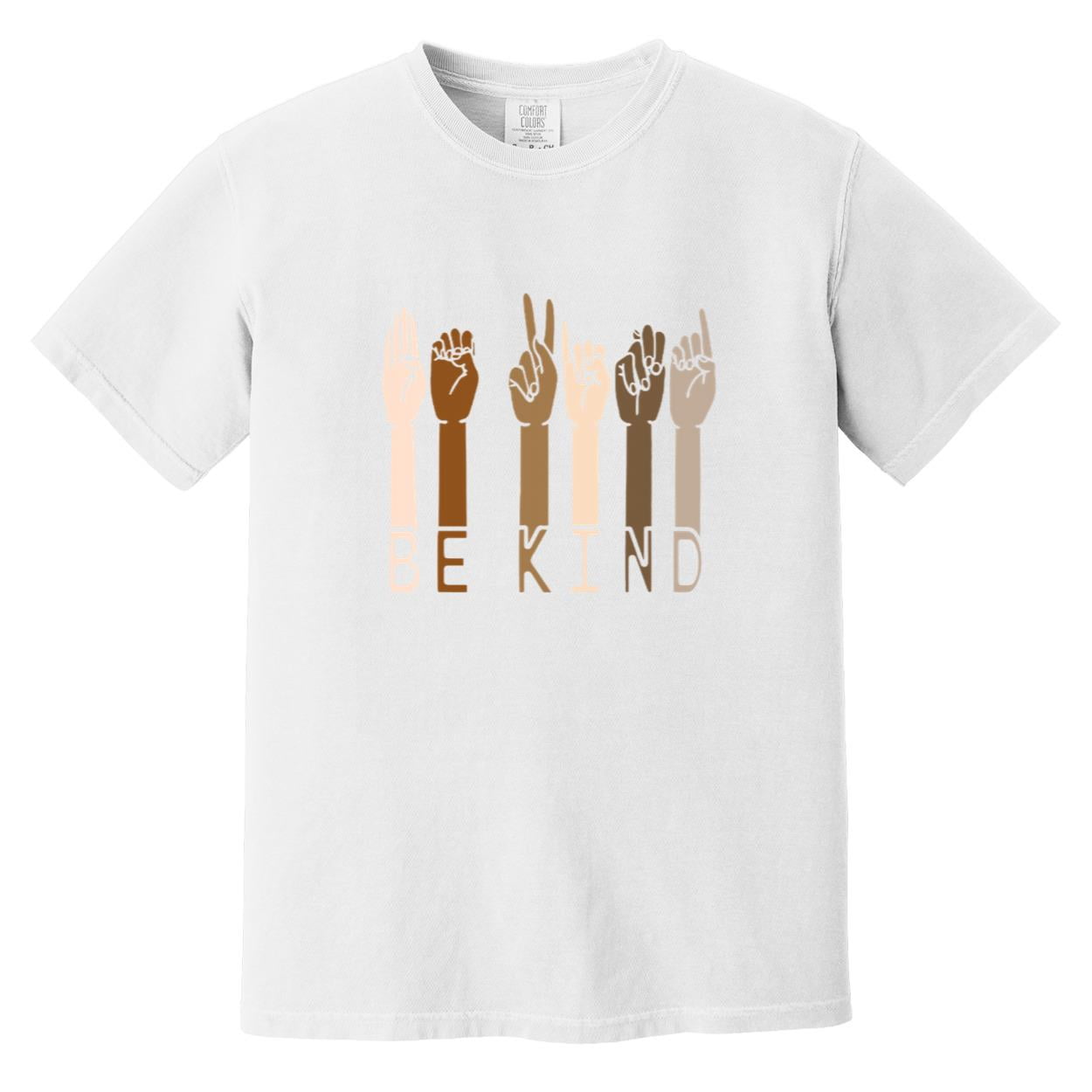 ASL Hand Sign with Be Kind Quote Graphic Design Comfort Color T-shirt ...