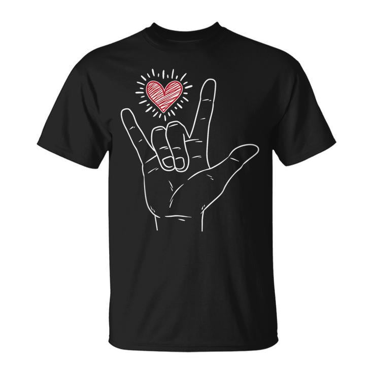 ASL Heart I Love You Hand Sign Language T-Shirt – Valentine's Day Tee ...