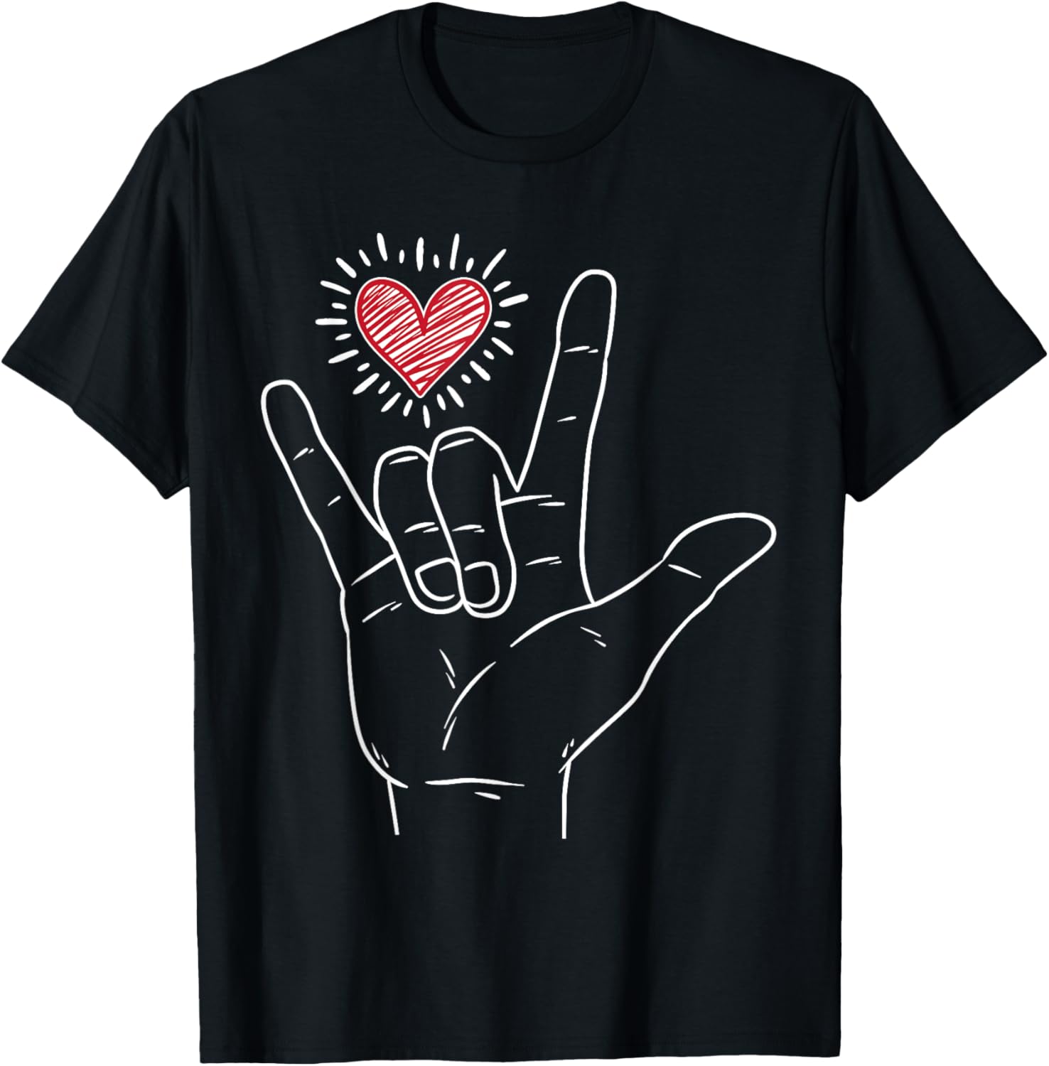 ASL Heart I Love You Hand Sign Language Valentines Day T-Shirt ...