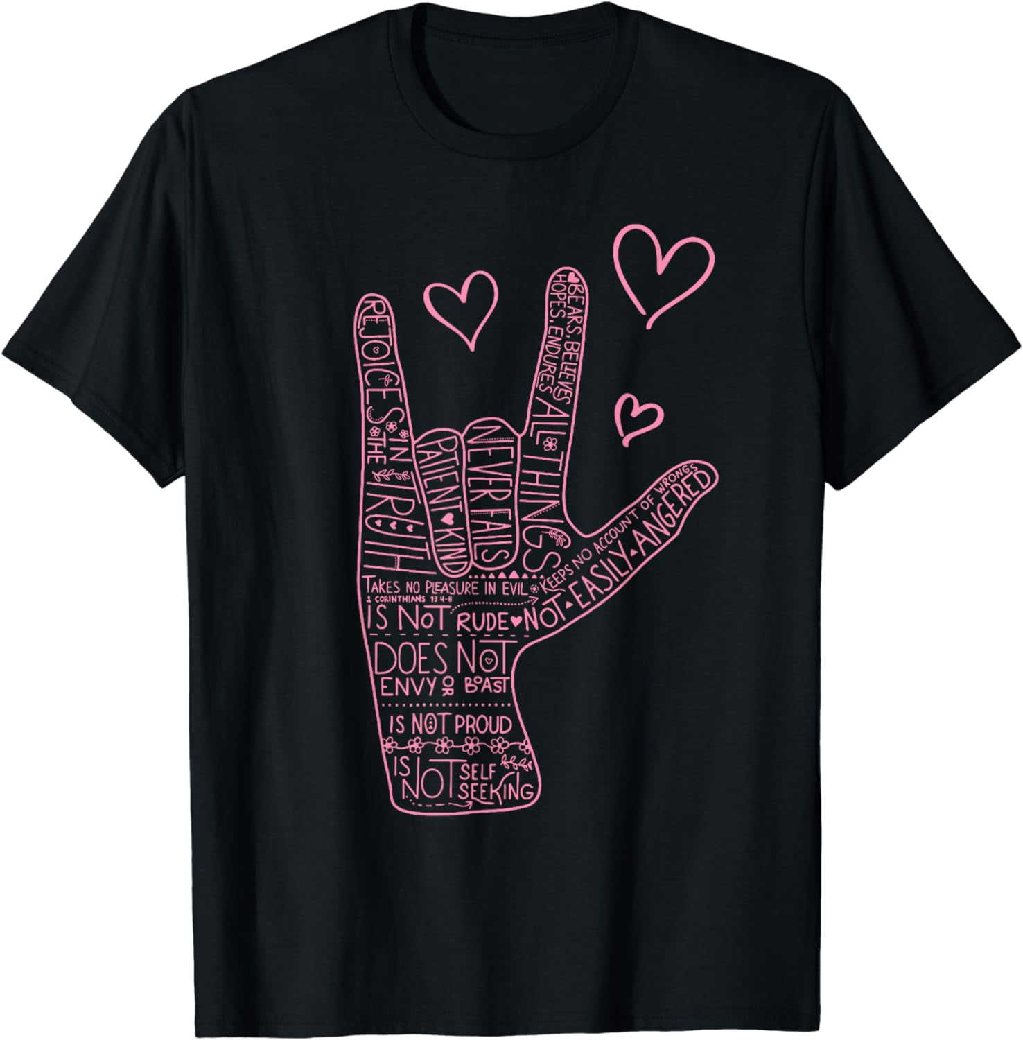 ASL I Love You Corinthians 13 Love Valentines Christian T-Shirt ...