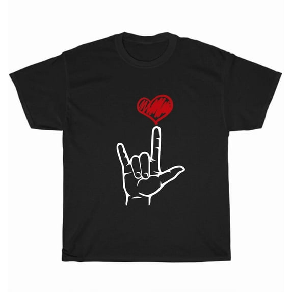 ASL I Love You Hand Heart American Sign Language Funny Unique Unisex T ...
