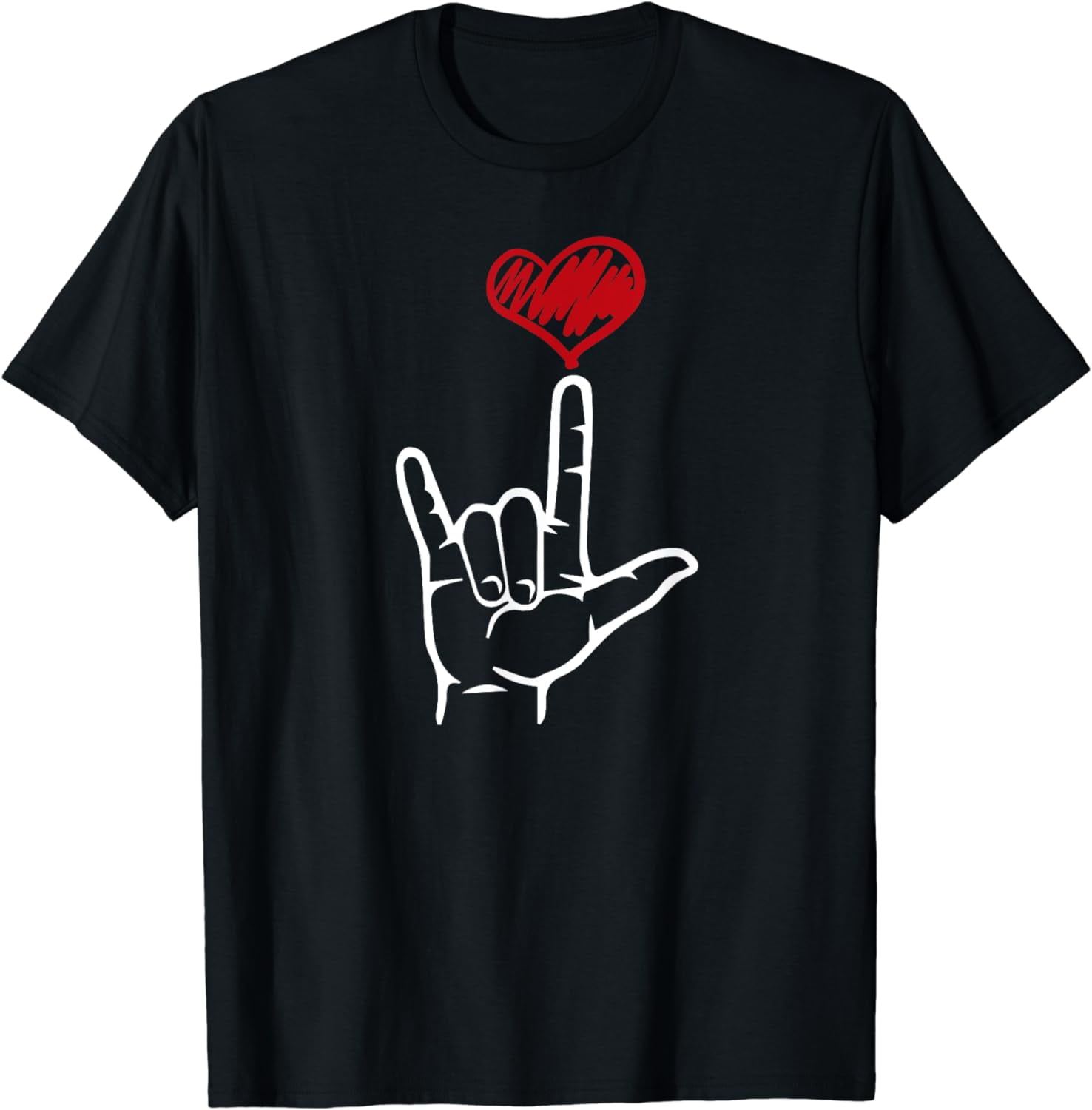 ASL I Love You Hand Heart American Sign Language T-Shirt - Walmart.com