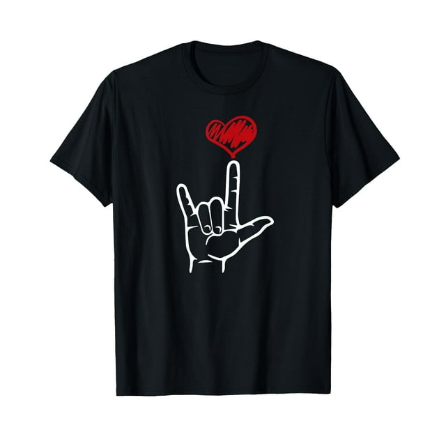 ASL I Love You Hand Heart American Sign Language T-Shirt - Walmart.com