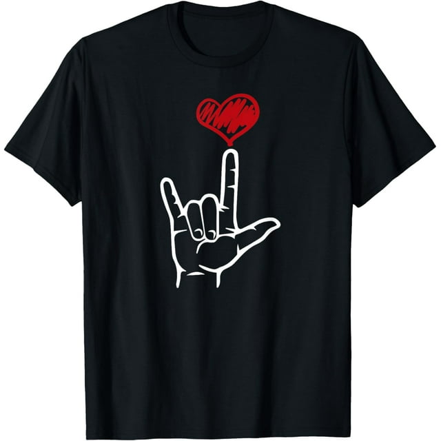 ASL I Love You Hand Heart American Sign Language T-Shirt - Walmart.com