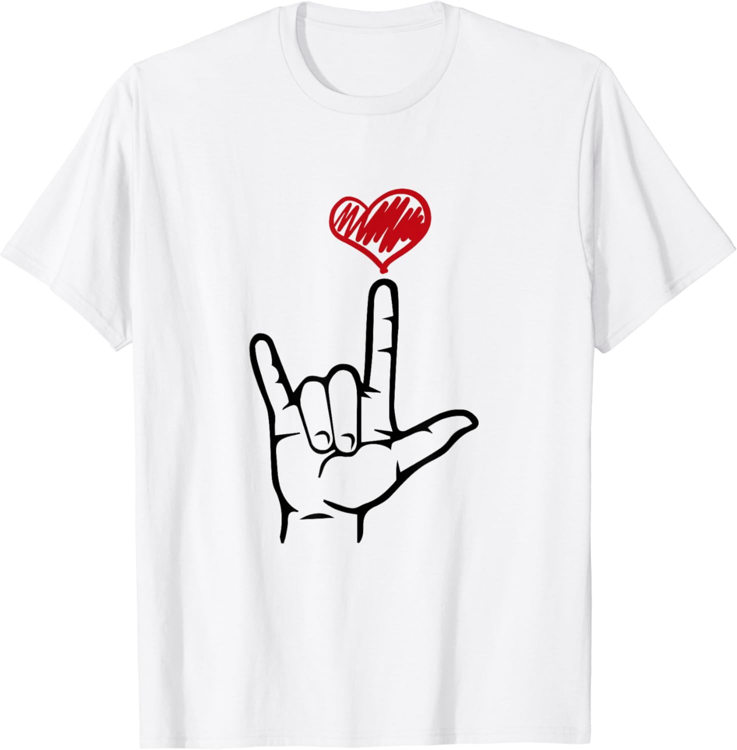 ASL I Love You Hand Heart Sign Language T-Shirt - Walmart.com
