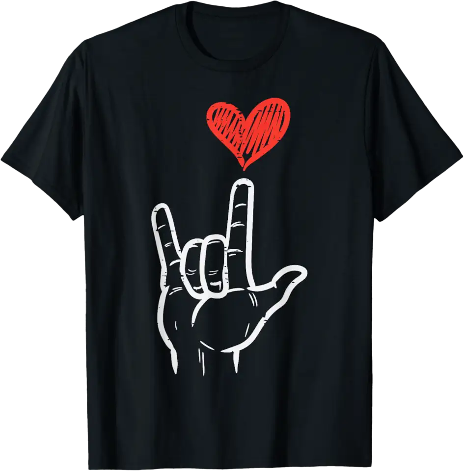 ASL I Love You Hand Sign Heart Graphic Unisex Cotton Short Sleeve T ...