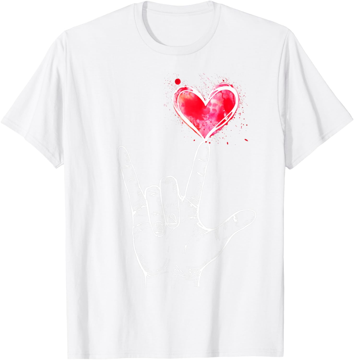 ASL I Love You Hand Sign Language Heart Valentine's Day T-Shirt ...