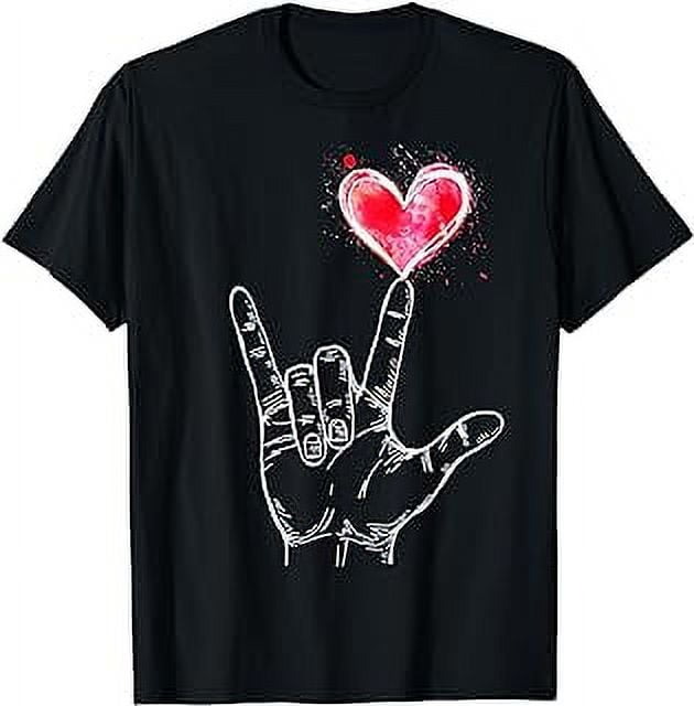 ASL I Love You Hand Sign Language Heart Valentine's Day T-Shirt ...