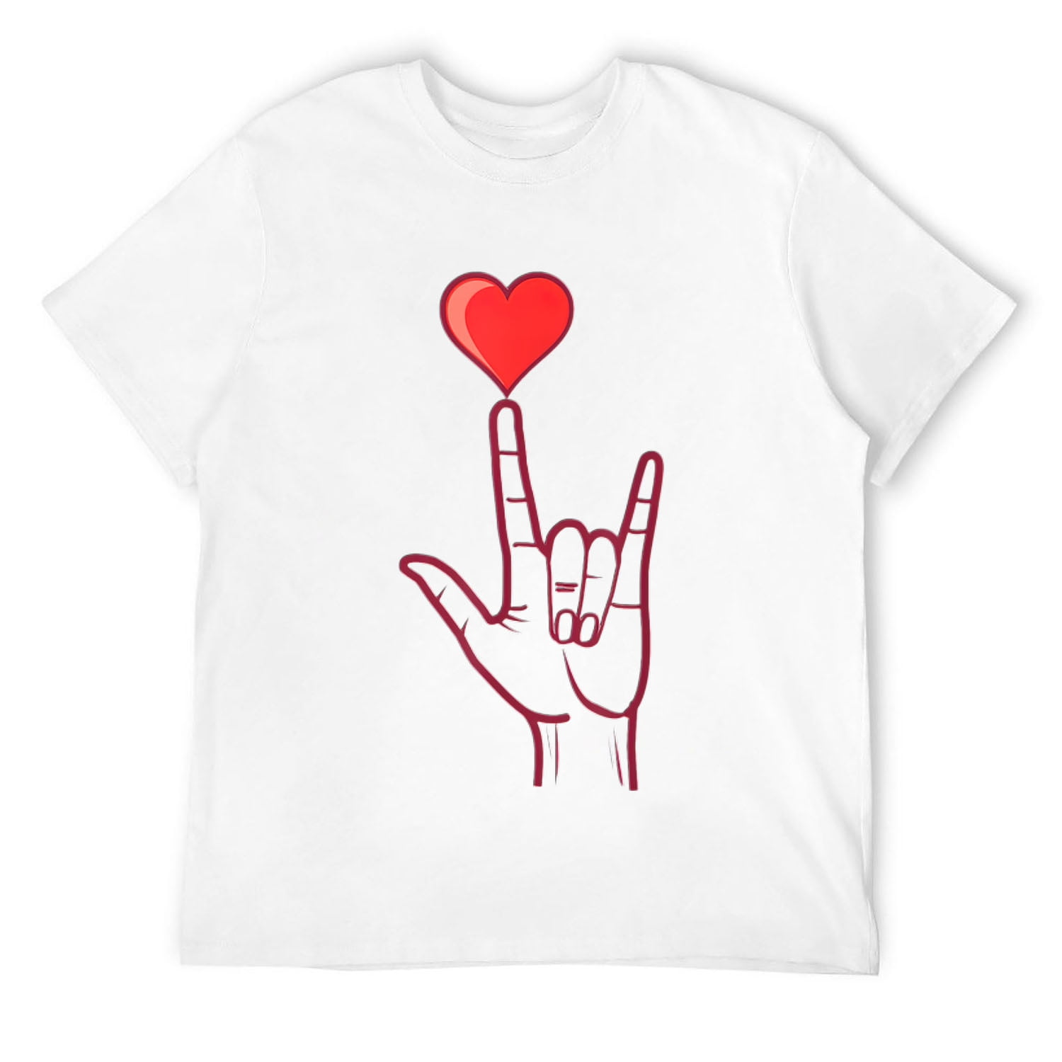 ASL I, Love, You Hand Sign Language Heart Valentines Day T-Shirt ...