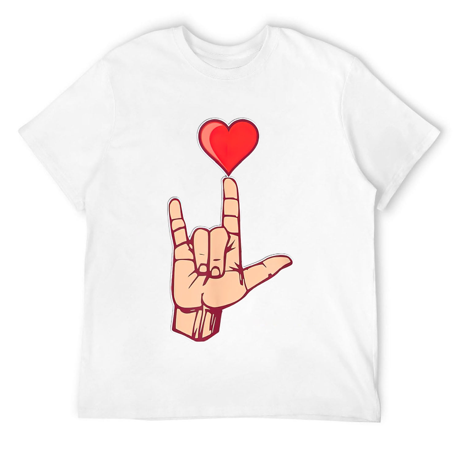 ASL I, Love, You Hand Sign Language Heart Valentines Day T-Shirt ...