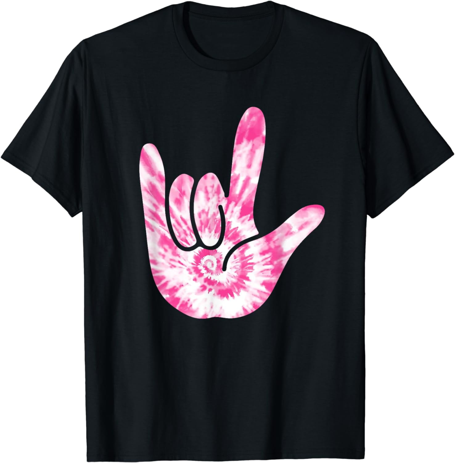 ASL I Love You Pink Tie Dye Sign Language T-Shirt - Walmart.com