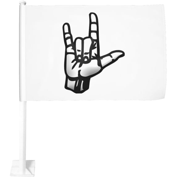 ASL I Love You Sign Language Car Flag 12x18 Inch Window Clip Flag ...