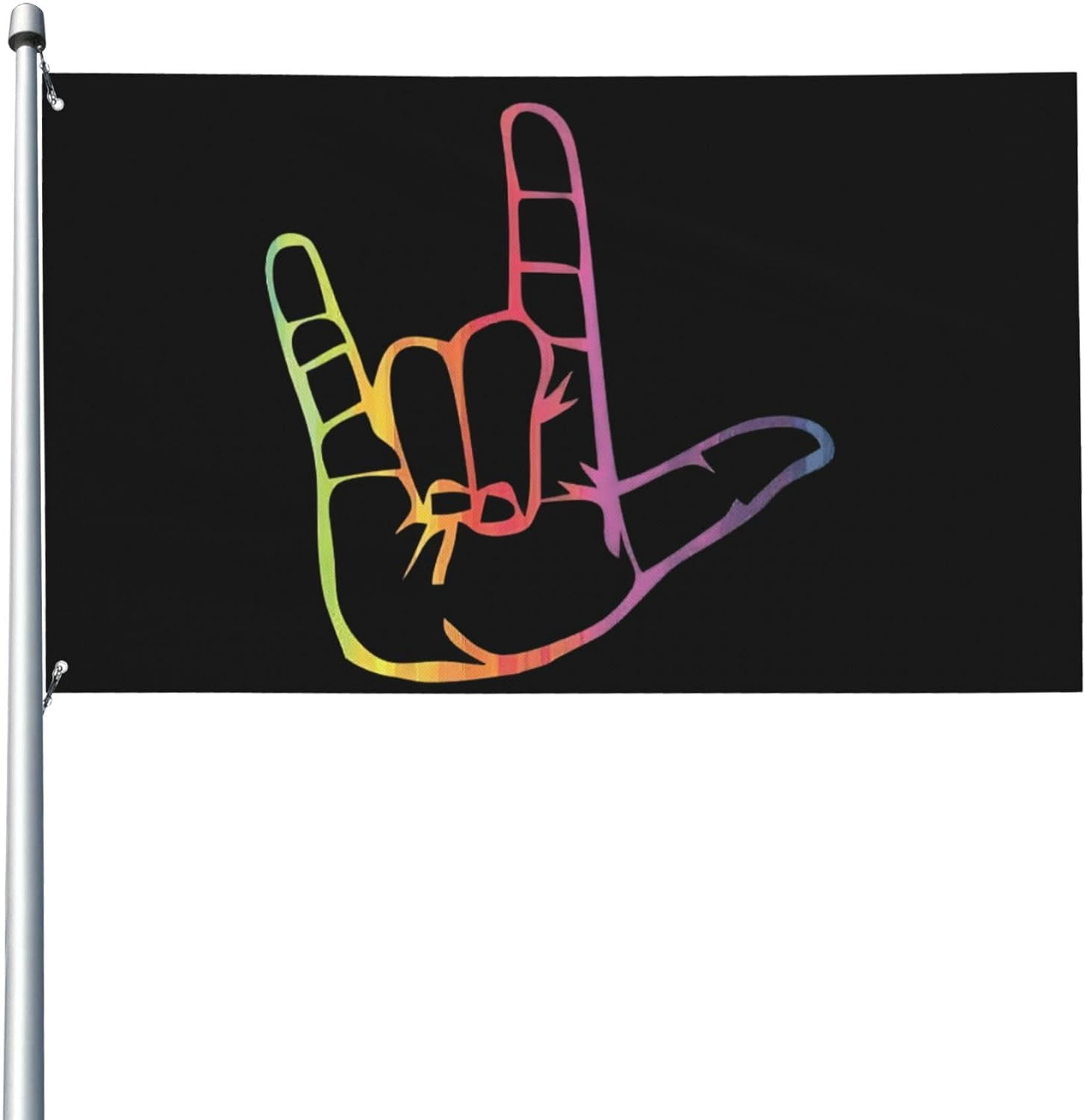 ASL I Love You Sign Language Flag Home Garden Flag Banner Breeze Banner ...