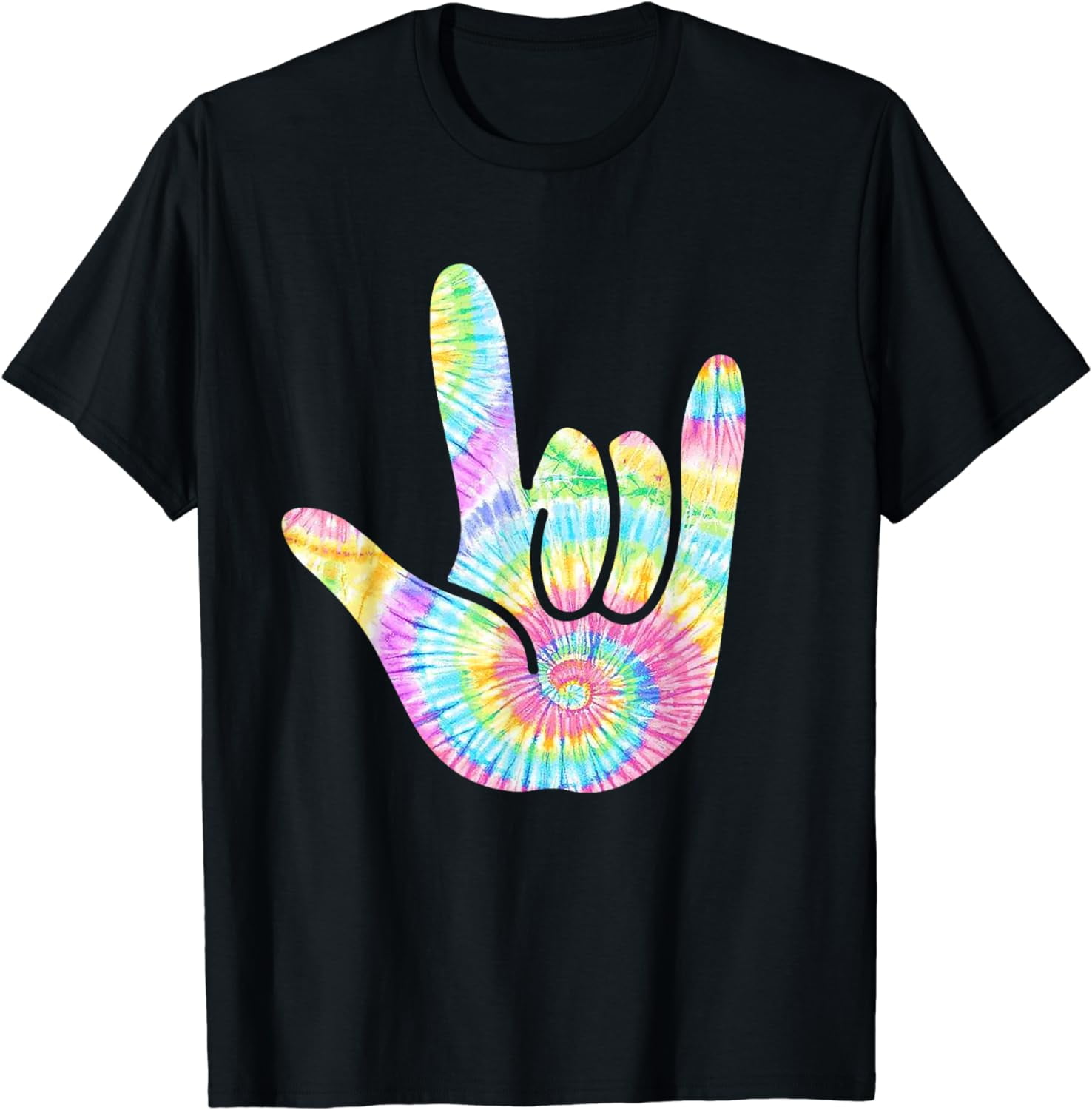 ASL I Love You Tie Dye Sign Language T-Shirt - Walmart.com