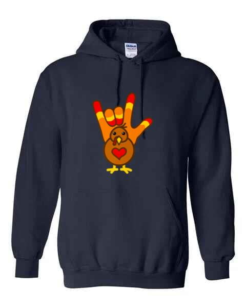 ASL I Love You Turkey Hoodie Funny Thanksgiving Holiday Graphic up to ...