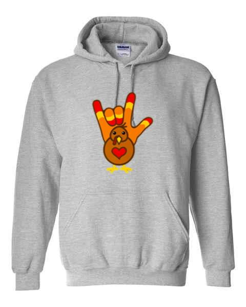 ASL I Love You Turkey Hoodie Funny Thanksgiving Holiday Graphic up to ...