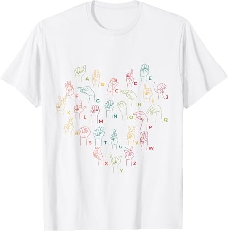 ASL ILY Heart Sign Language Interpreter Deaf ASL Teacher T-Shirt ...