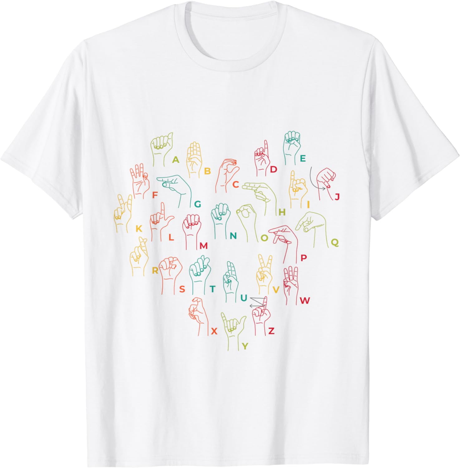 ASL ILY Heart Sign Language Interpreter Deaf ASL Teacher T-Shirt ...