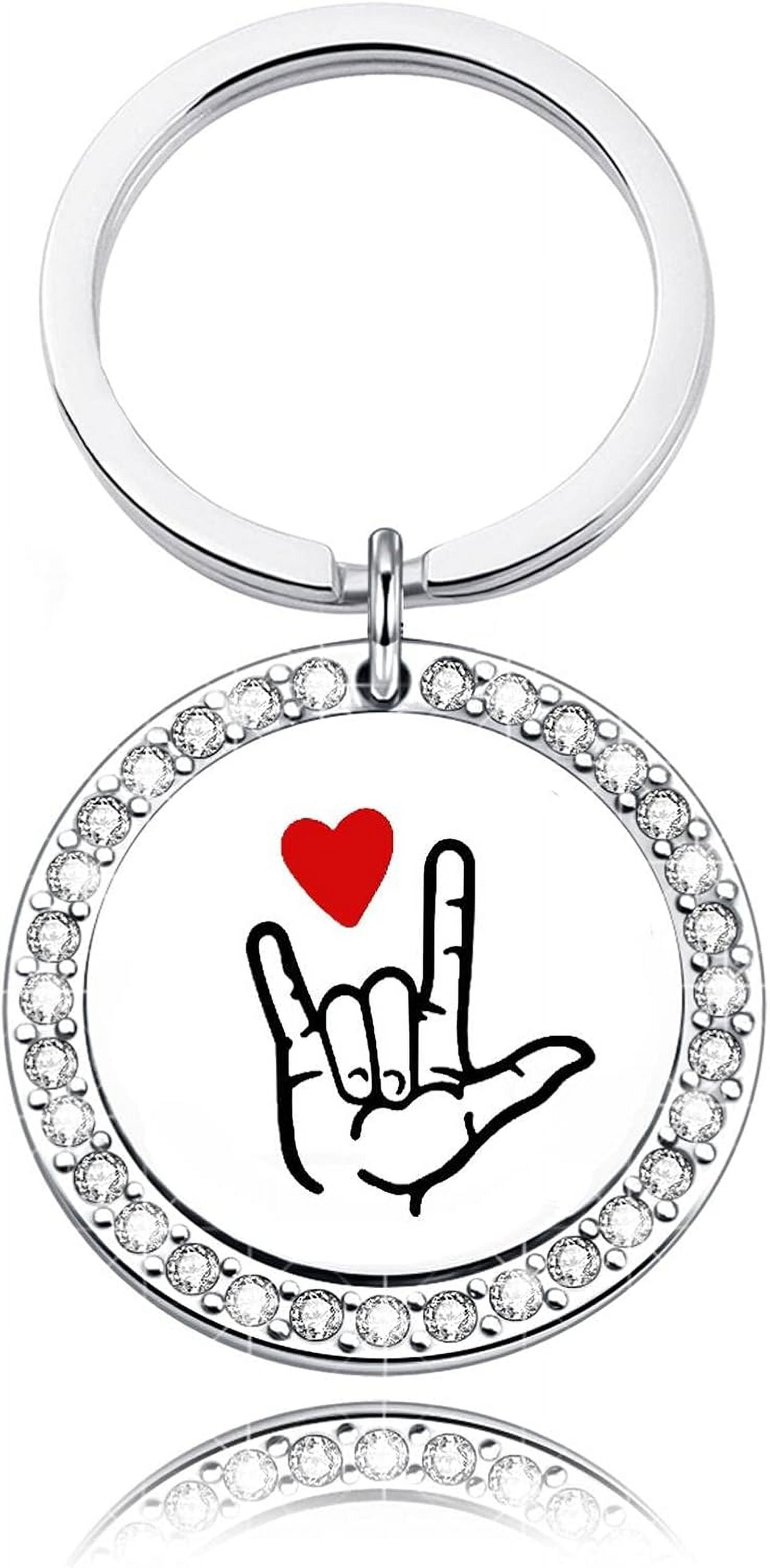 ASL Keychain I Love You Hand Sign Language Charm Pendant Keychain Sign ...