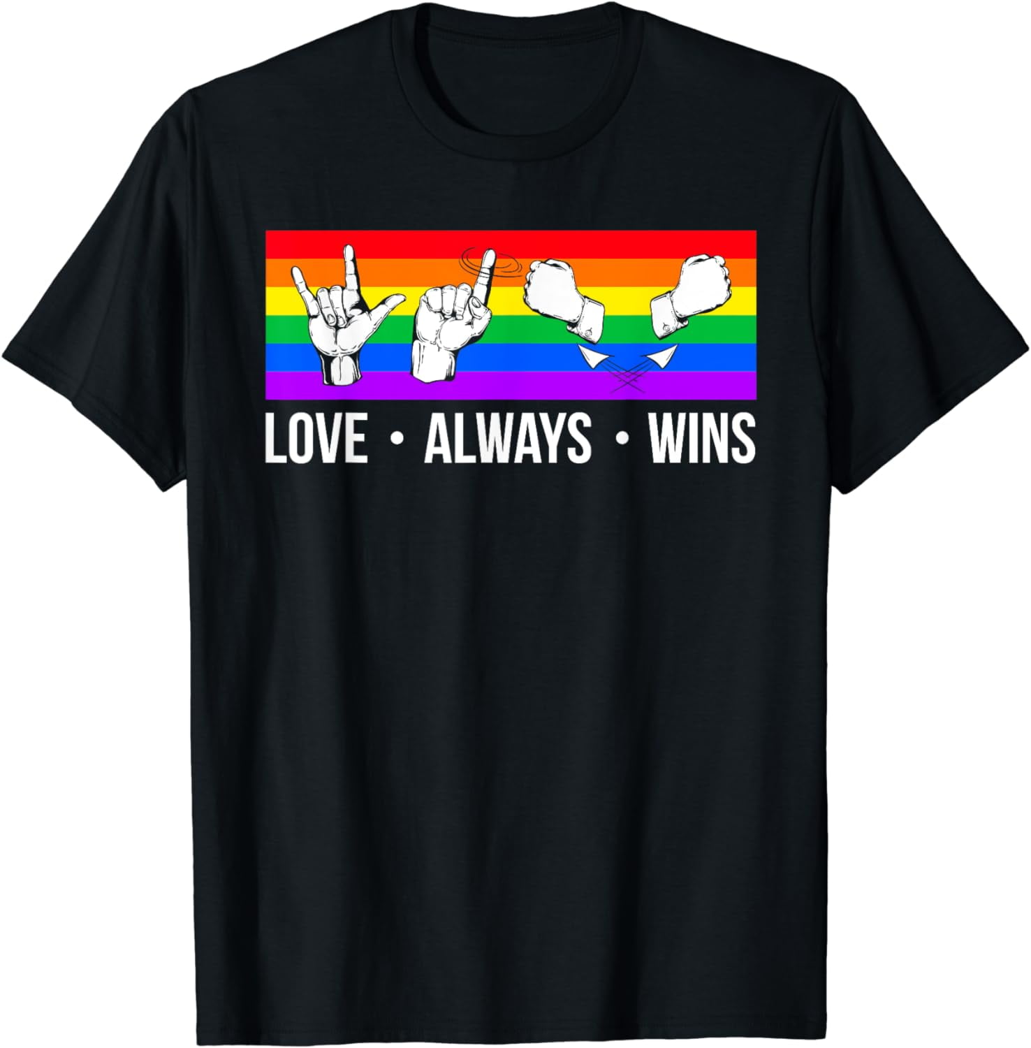 ASL LGBTQ Pride Shirt Love Always Wins Pride Month Deaf LGBT T-Shirt ...