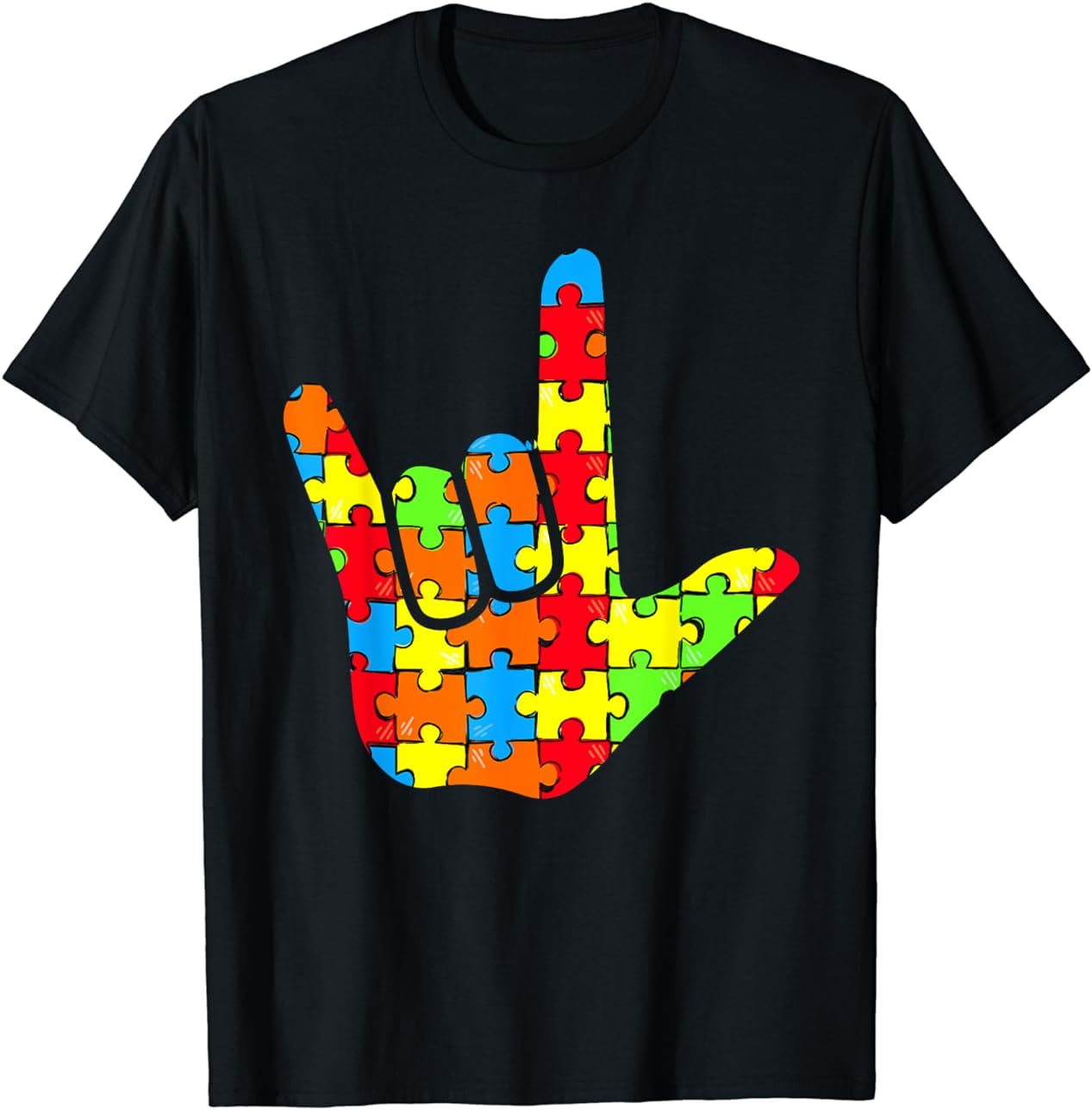 ASL Love Sign Language Autism Gift Awareness Support Cotton T-Shirt ...