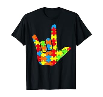ASL Love Sign Language Autism Gift Awareness Support T-Shirt - Walmart.com