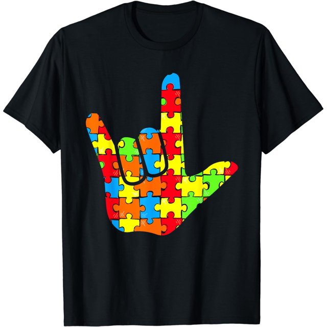 ASL Love Sign Language Autism Gift Awareness Support T-Shirt - Walmart.com