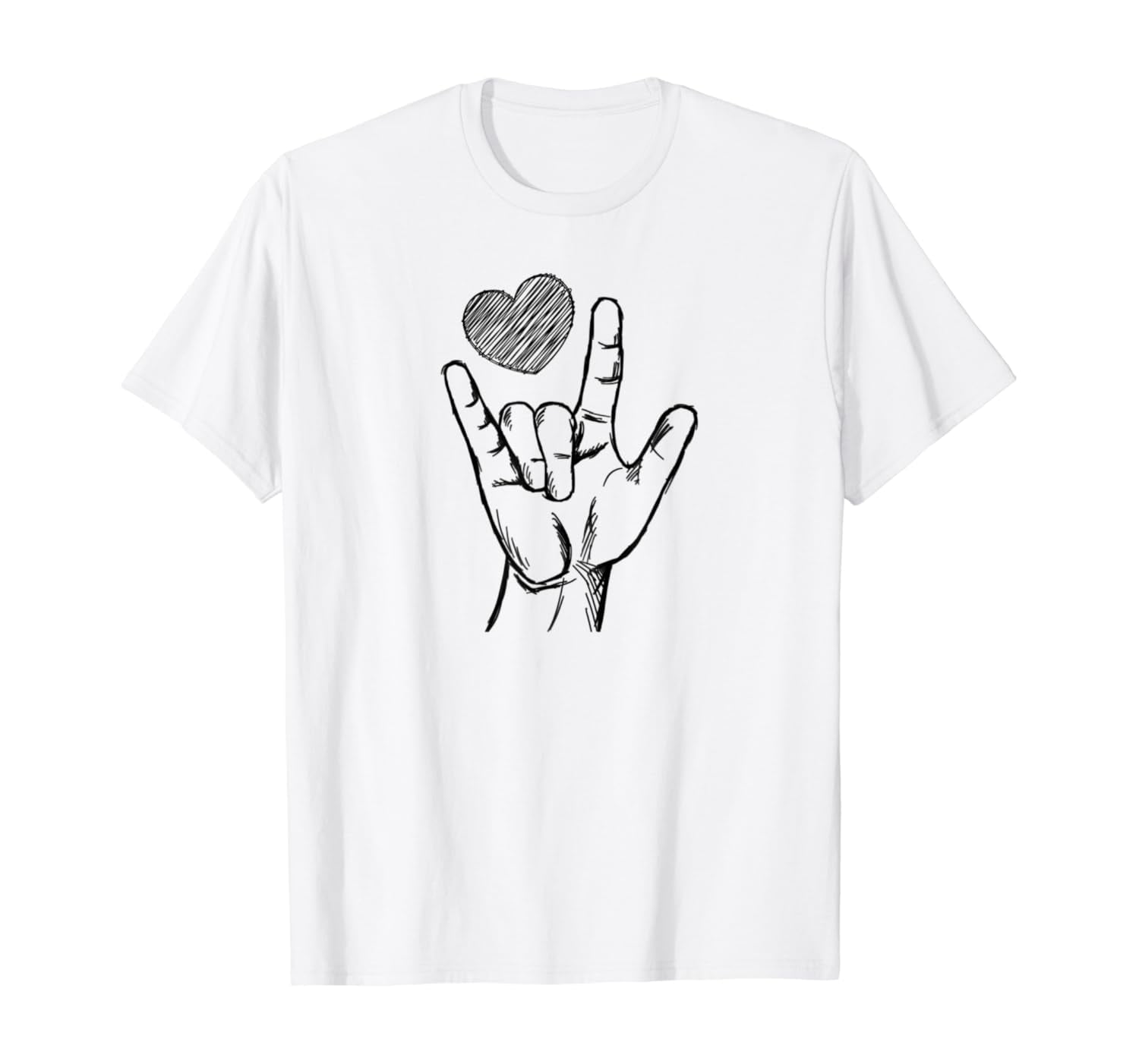 Asl Love Sign Language Heart Love Day Gift T-Shirt WHITE Unisex S-5XL ...
