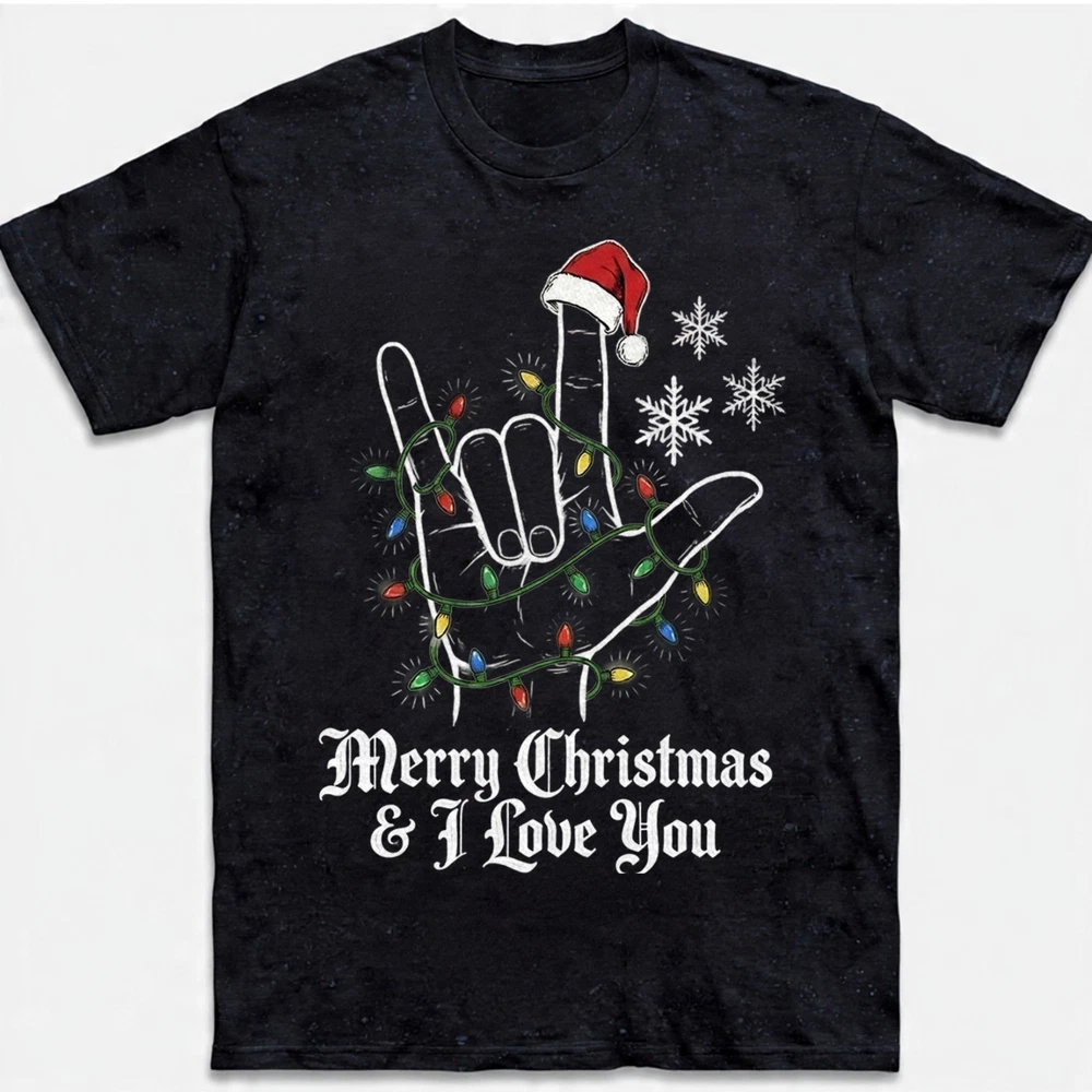 ASL Merry Christmas & I Love You Hand Sign Holiday Gift Old Man Sweater ...