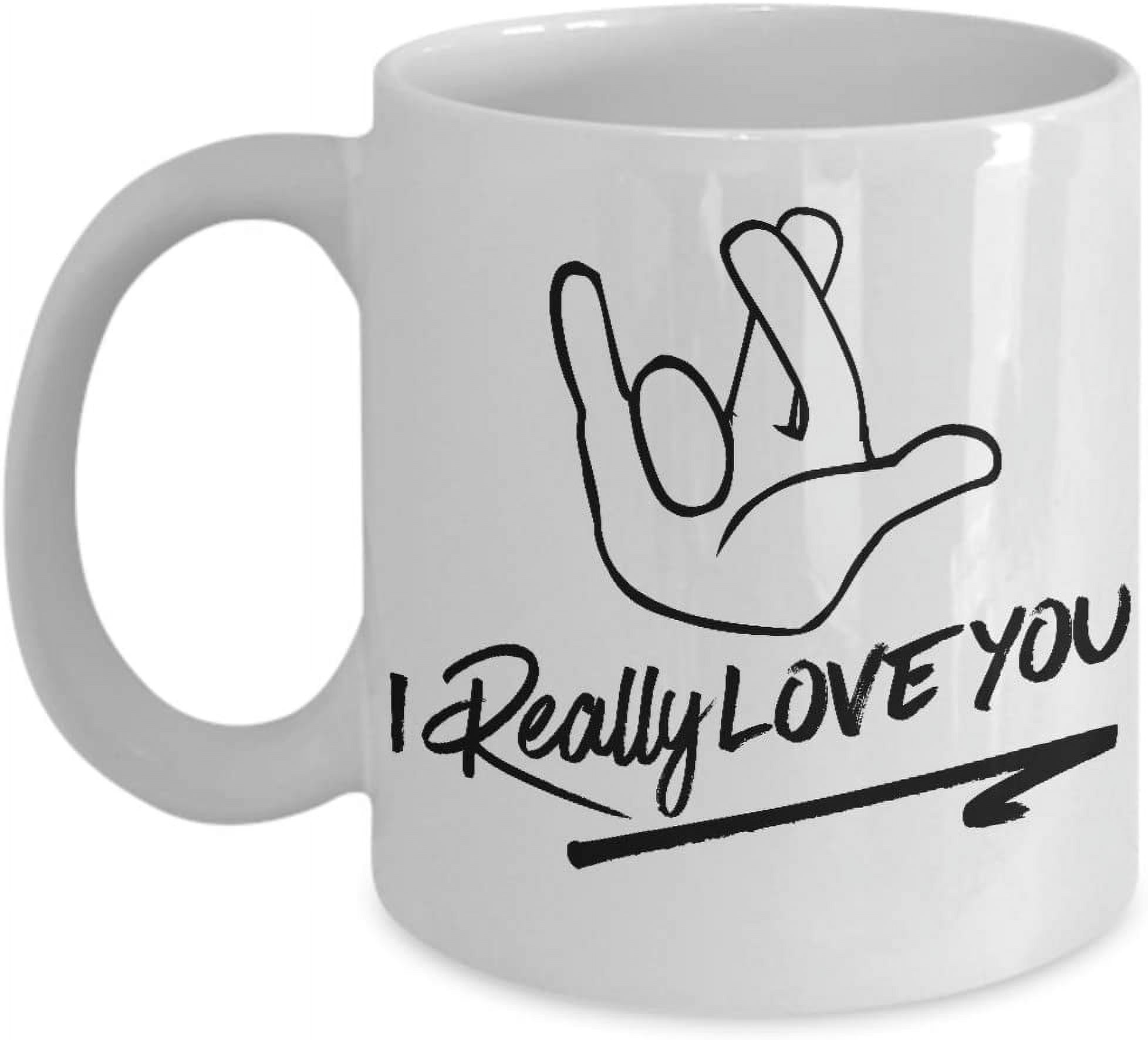 ASL Mug"I Really Love You" Sign Language Coffee Cup Great Gift for Deaf ...