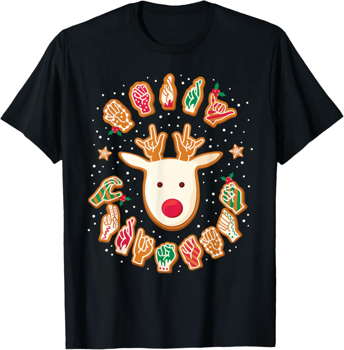 ASL Reindeer American Sign Language Gingerbread T-Shirt Tshirt All Size ...
