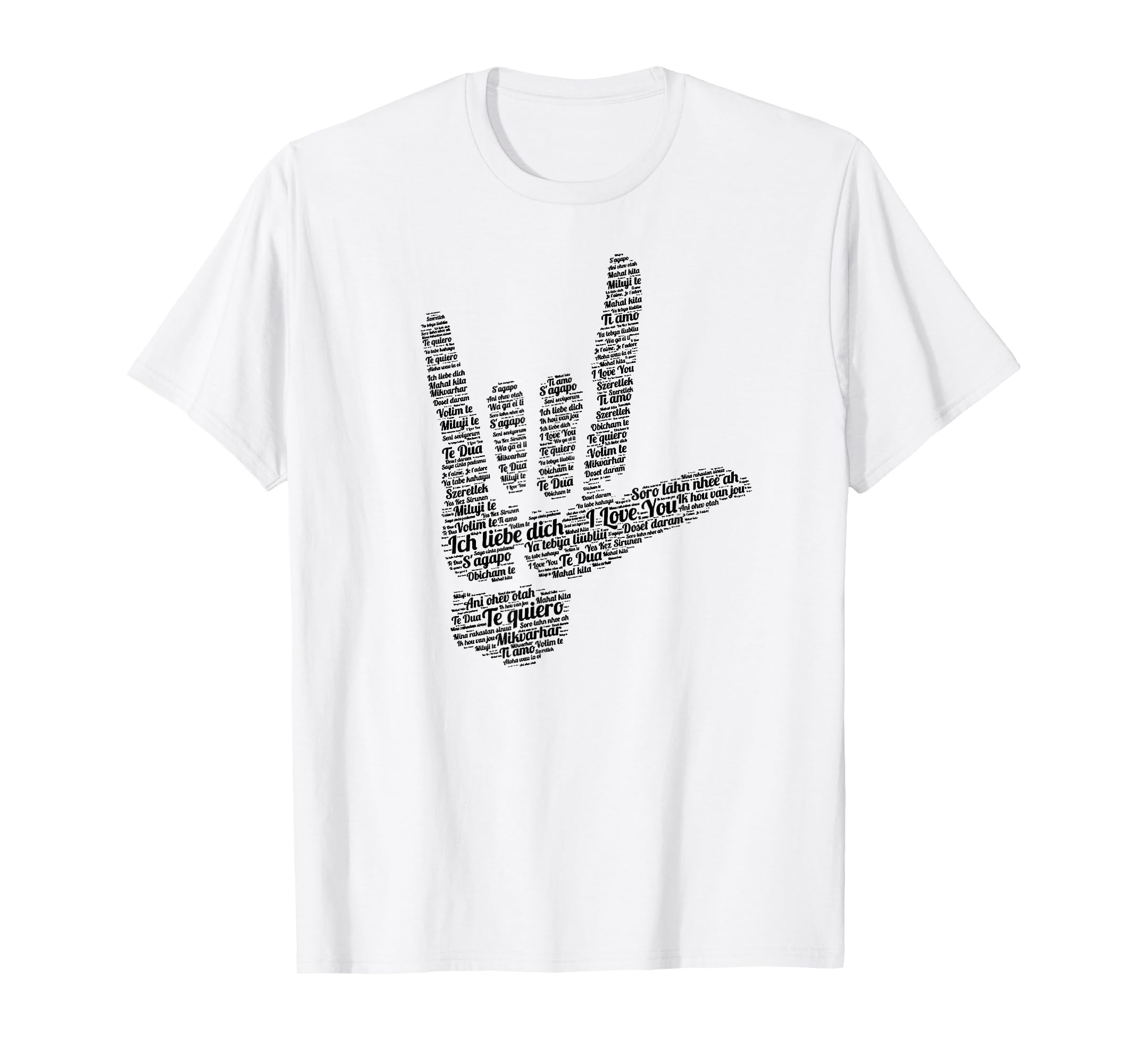 ASL Sign, I Love You in 40 Different Languages, ASL T-Shirt - Walmart.com